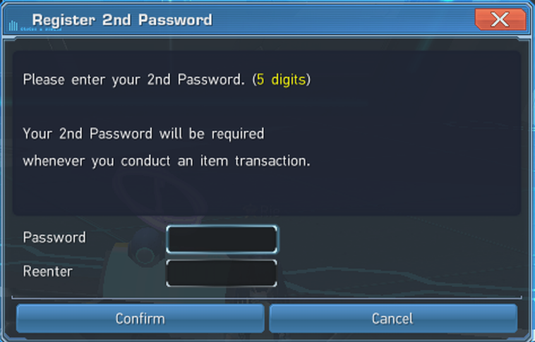 2nd Password | Phantasy Star Online 2 New Genesis Official Site | SEGA
